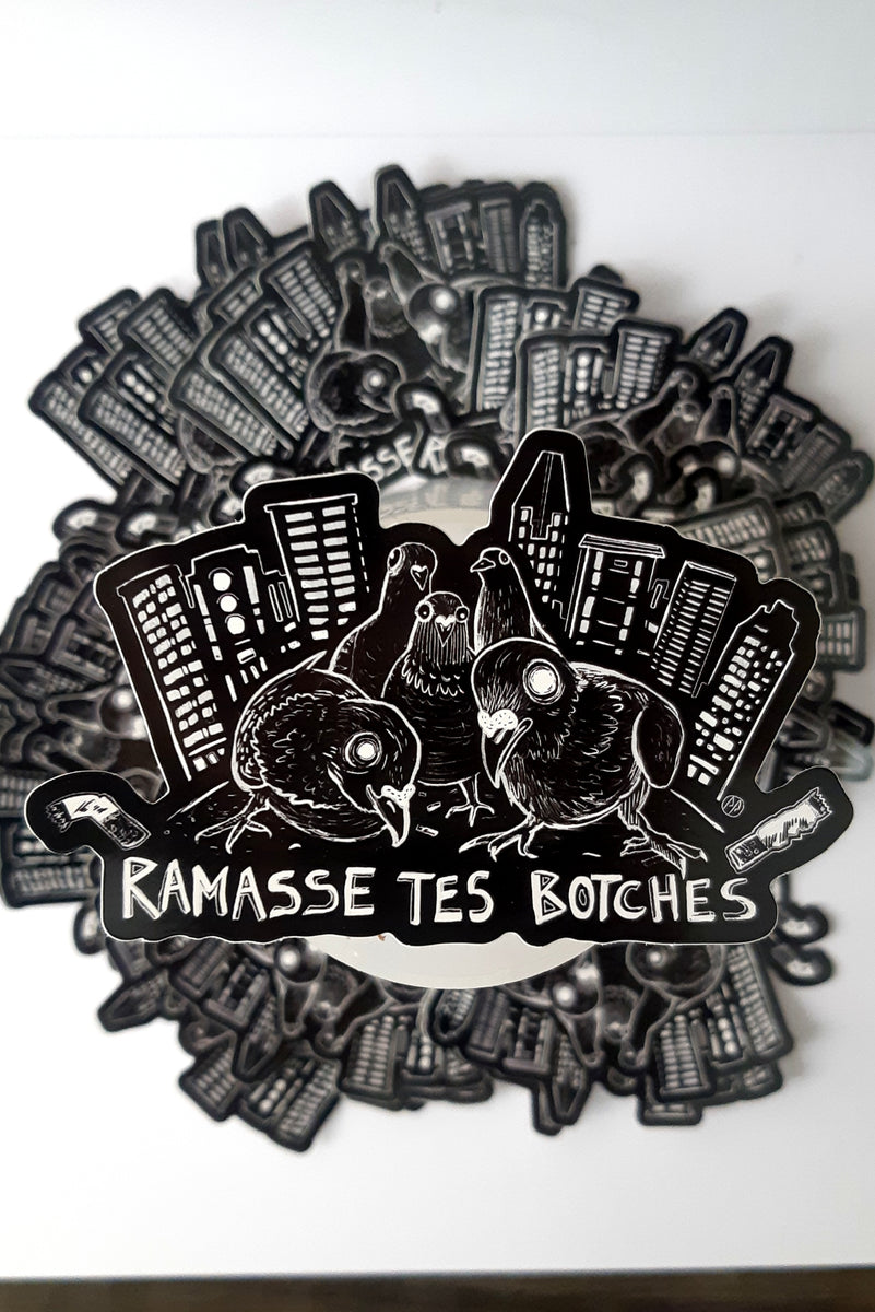 Pigeon gang sticker - Ramasse tes botches - 2x4 urban trash bird band ...
